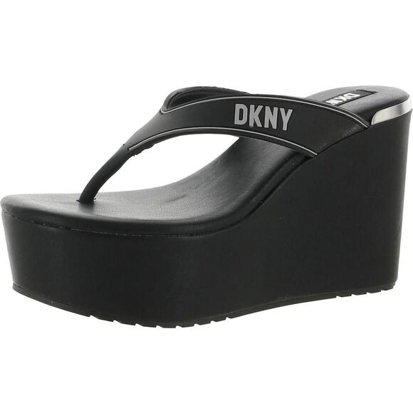Dkny | Shoes | Dkny Womens Shoe Sz Us Womens Tra Thong Sandals Wedge Heels Black | Poshmark